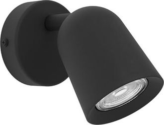 Eglo Spot Wandlampe Camaldoli, Wandleuchte innen, Leselampe mit flexiblem Strahler, Wandstrahler schwenkbar aus Stahl in Schwarz, GU10 Fassung