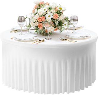 Generic Runder Tischrock - Elastische Abdeckung f&uuml;r Banketttisch, 150 cm/180 cm, Tischdecke mit Rock f&uuml;r Weihnachten, Hochzeit, Halloween, Karneval, Bankett, 