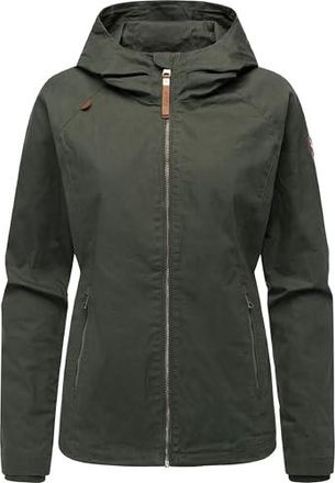 Ragwear Veste mi-saison l&eacute;g&egrave;re pour femme - Veste courte imperm&eacute;able et enduite avec capuche Dizzea Vintage YOUMODO XS &agrave; 3XL, Vert olive fonc&eacute;, 3XL