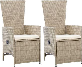 vidaXL Vidaxl - Chaises inclinables 2 pcs et coussins R&eacute;sine tress&eacute;e Beige