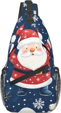 Generic Sacoche Homme Bandouliere P&egrave;re No&euml;l Bonhomme de neige Durable Sac De Poitrine Mode Sac Poitrine pour Voyage Randonn&eacute;e &eacute;cole