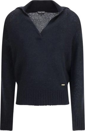 Tom Ford Femme, Pulls, Noir, Taille: 38 FR Pull Polo en Cachemire