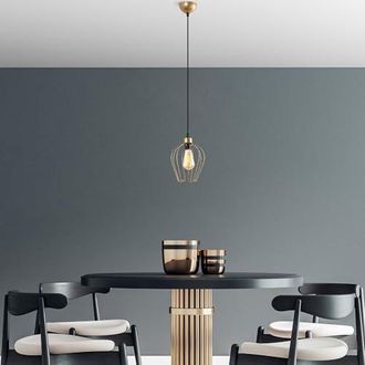 Opviq Elegant Gold Chandelier, Adjustable Height 30-116 cm, Metal Body &Oslash;20 cm, E27 Socket, Perfect for Modern Living Spaces, Stylish & Functional Design