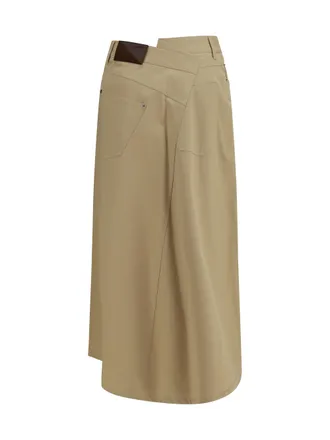 Loewe Womens Asymmetric Cotton Skirt Beige