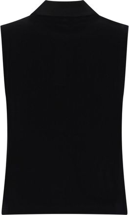 Saint Laurent Sleeveless Cotton Polo Top - Black