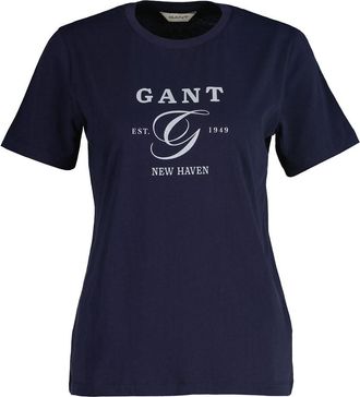 GANT Damen Reg Graphic T-Shirt, Evening Blue, M EU