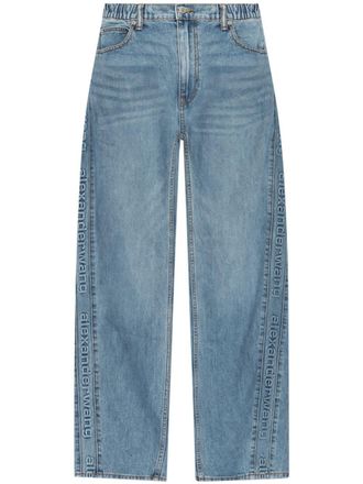 Alexander Wang jean ample à logo embossé - Bleu