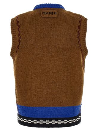 Marni M-shaped Intarsia Vest - Camel