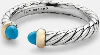 David Yurman Ring Cable Collectibles Petite Cable aus Sterlingsilber mit 14kt Gelbgold und T&uuml;rkis