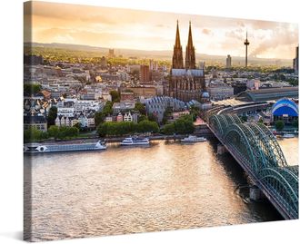 Picanova Premium Leinwanddruck - Leinwandbild Köln Panorama Kölner Dom 60x40cm - Kunstdruck Auf 2cm Holz-Keilrahmen Für Schlaf- Und Wohnzimmer - Kollektion Deu