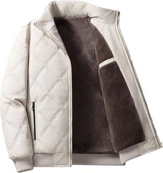 Generic Manteau dhiver rembourr&eacute; &agrave; manches longues et col montant pour homme avec doublure en polaire Sherpa et fermeture &eacute;clair int&eacute;grale, blanc, 5XL