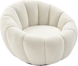 Vente-Unique Vente-unique - Fauteuil coquillage pivotant en tissu bouclette blanc cossato