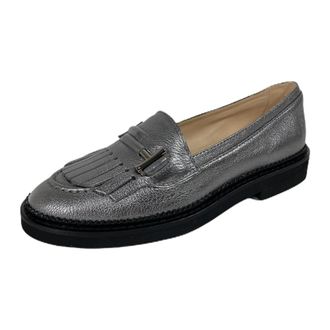 Tod's Silberner Lederslipper mit schwerer Gummisohle - - Shoes - Damen - Grau - 36 EU