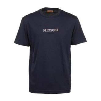 Missoni Bedrucktes Kurzarm-T-Shirt mit Rundhalsausschnitt - - Tops - Herren - Blau - S