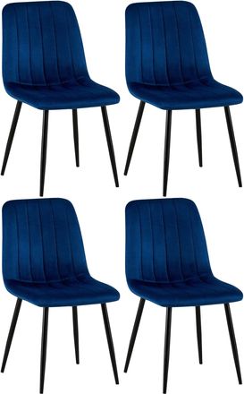 Clp 4er Set Esszimmerstuhl gepolstert Dijon, mit Ziern&auml;hten & Bodenschonern, Polsterstuhl f&uuml;r Esszimmer & K&uuml;che, belastbar bis 150 kg, Farbe:blau, Materia