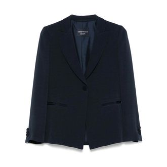 Emporio Armani Femme, Vestes, Bleu, Taille: 36 FR Vestes Capsule Bleues avec Fermeture &agrave; Bouton