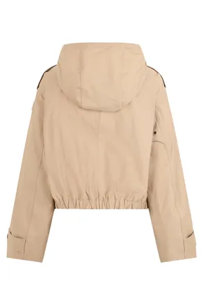 Moncler Womens Short Jacket Poppy Beige Cotton Trench & Raincoats