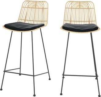 Rendez-Vous D&eacute;co Rendez-vous D&eacute;co - Lot de 2 chaises pour &icirc;lot central 66 cm en rotin et noir - goa