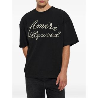Amiri Embroidered-Logo Cotton T-Shirt - Black