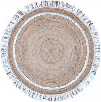Un amour de tapis Tapis rond tiss&eacute; main DIAMETRE 150 JT SATCH blanc, tapis jute artisanal