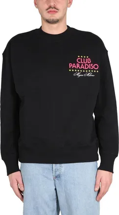 Msgm Logo-Print Cotton Sweatshirt - Black