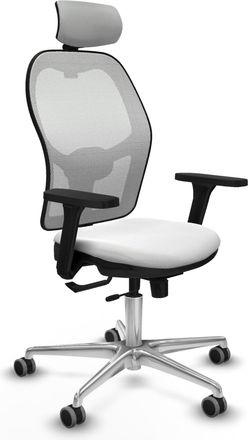 Piqueras y Crespo B&uuml;rostuhl, wei&szlig;, ergonomisch, mit 3D-Armlehnen, h&ouml;henverstellbare Lendenwirbelst&uuml;tze und h&ouml;henverstellbares Kopfteil, Wei&szlig; / Wei&szlig;