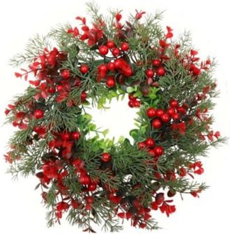 Generic Couronne de No&euml;l Aux Fruits Rouges - Artificielle et D&eacute;corative pour Porte Dentr&eacute;e, Chemin&eacute;e et D&eacute;coration Murale Int&eacute;rieur Ext&eacute;rieur