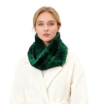 Lina & Lily &Eacute;charpe Tube Femme &agrave; Motif Peau de Serpent en Fausse Fourrure (Vert)