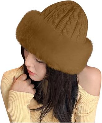 Generic Bonnet Femme Hiver Bonnet Femme Chapeau Femme Hiver Confortable Classique - Bonnet Skullie Uni Femme Hiver, &Eacute;l&eacute;gant pour Soir&eacute;e ou F&ecirc;te, Tricot Fin et