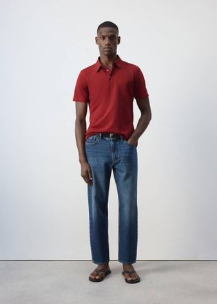 Mango Polo regular fit en coton m&eacute;lang&eacute; rouge moyen - Homme - XXL - MANGO MAN