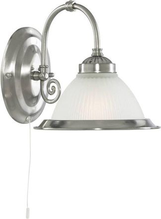 Searchlight Searchlight American Diner - 1 Licht Wandleuchte Satin Silber mit Acid Ribbed Glass Shade, E27