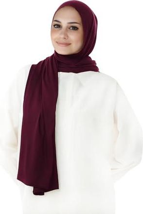 Lina & Lily Hijab Femme &agrave; Enfiler en Jersey Modal pour Femme Musulmane (Ch&acirc;tain)