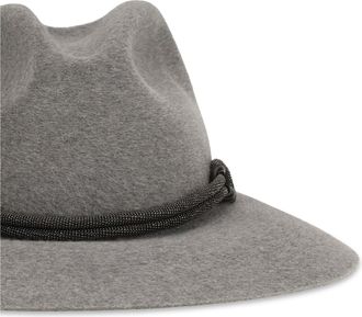 Brunello Cucinelli MCAP90232 Felt with Leather Band Fedora - Gray