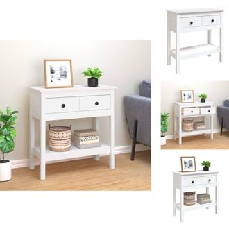 vidaXL Konsolentisch Wei&szlig; 75x35x75 cm Massivholz Kiefer - Kiefernholzm&ouml;bel - Wohnzimmerm&ouml;bel - Flurtisch - Sideboard - Kommode