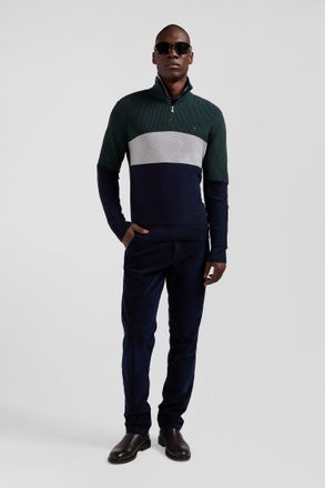 Eden Park Pull Col Camionneur Montant En Coton Vert &Agrave; Jeux De Maille Coupe Regular