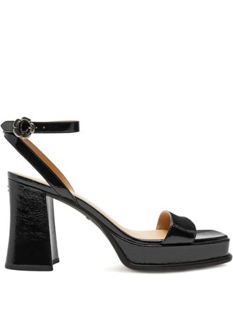 Coach sandales &agrave; semelle plateforme et boucle fleur - Noir