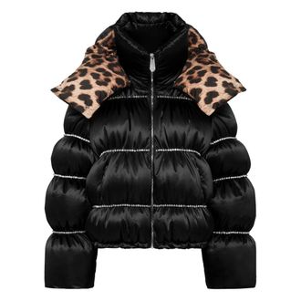 Philipp Plein Down Puffer Jacket Flame with Crystals - - Jackets - Damen - Schwarzk - M