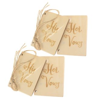 Garneck Holz Gel&uuml;bdebuch 4 St&uuml;ck Kraftpapier Notizbuch mit Juteschnur Hochzeit Verlobung Geschenk Rustikale Hochzeitsdekoration