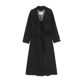 Palt&ograve; Grauer G&uuml;rtel Wollmischung Mantel - - Coats - Damen - Grau - 3XL