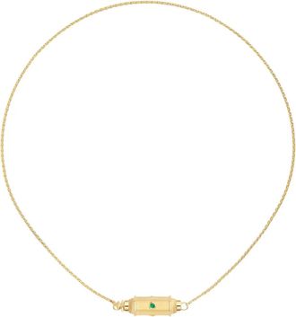 Marie Lichtenberg Micro coco emerald locket necklace - Gold