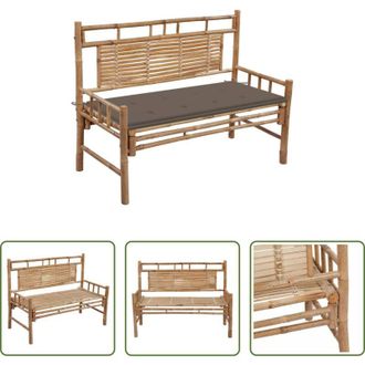 vidaXL Bambusbank - Gartenbank mit Auflage 120 cm Bambus