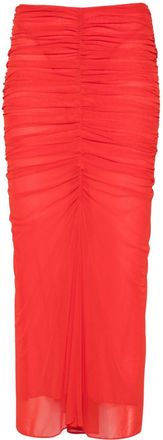 MUGLER Midirock aus gerafftem Mesh - Rot