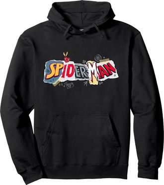 MARVEL Super Heroes Spider-Man Logo Torn Paper Collage Pullover Hoodie