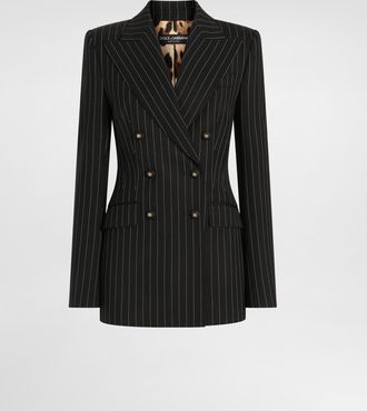 Dolce & Gabbana Double-breasted Pinstripe Wool Jacket - Frau Blazer n/d Wolle 44