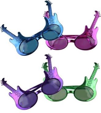 Valiclud Gatuida Lot de 4 Lunettes de F&ecirc;te Farfelues Motif Guitare &Eacute;lectrique Accessoires DHalloween et No&euml;l Lunettes de Soleil Color&eacute;es Al&eacute;atoires pour Soir&eacute;e