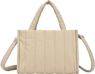 Generic Sac fourre-tout matelassé pour femme de grande capacité, couleur unie, sac à main tendance, sac à bandoulière décontracté pour un usage quotidien, bei