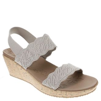 Skechers Womens Beverlee-Timeless Touch Wedge Sandal, Taupe, 39 EU