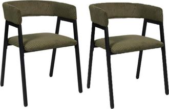 Paris Prix Lot de 2 Chaises Design Côtelé Scott 71cm Vert