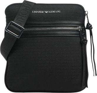 Emporio Armani Homme, Sacs, Noir, Taille: ONE Size Sac bandouli&egrave;re plat en nylon avec monogramme