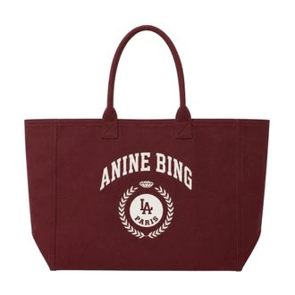 Anine Bing Leo Canvas Tote Collegiate - - Bags - Damen - Rot - ONE SIZE